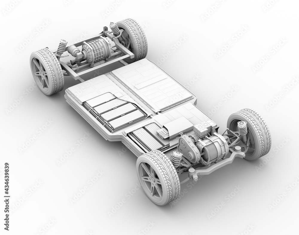 Clay rendering. Cutaway View of Electric Vehicle Battery Pack. 3D ...
