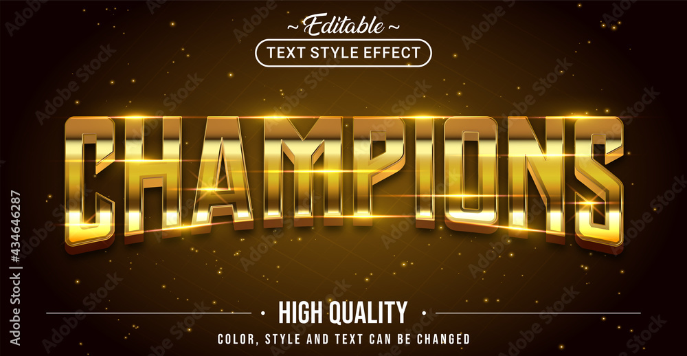 Editable text style effect - Champions text style theme. Stock Vector ...