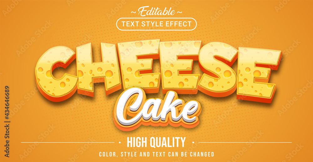 Editable text style effect - Cheese Cake text style theme. Stock Vector ...
