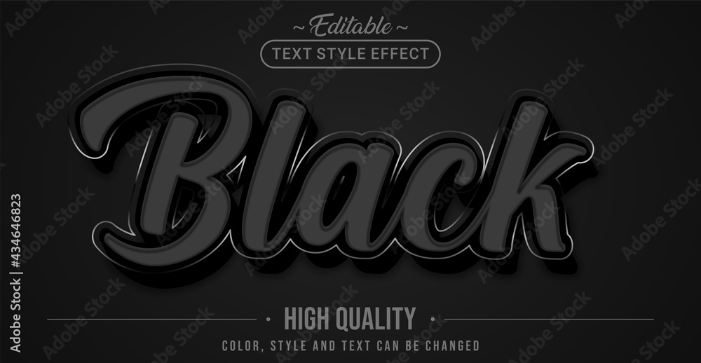Editable text style effect - Black text style theme. Stock Vector ...