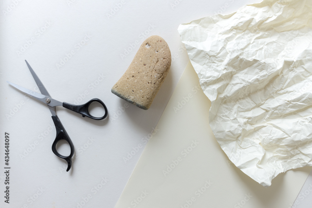 rock, paper, scissors - backgrounds - photographed from above with ...