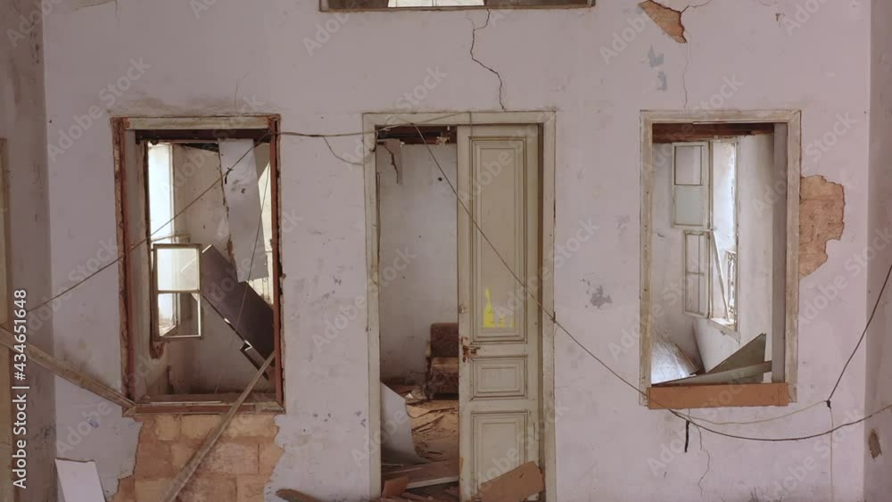 Beirut, Lebanon, 2020: day drone shot track back of the inside of a ...