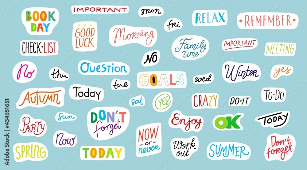 Set of cute stickers for weekly or daily planner, diary, organizer ...