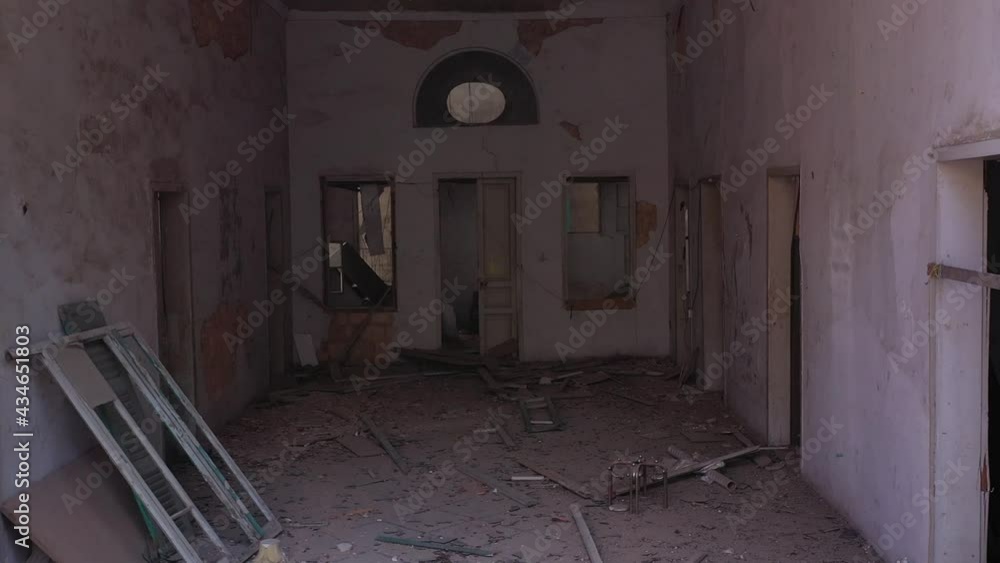 Beirut, Lebanon, 2020: day drone shot track in of the inside of a ...