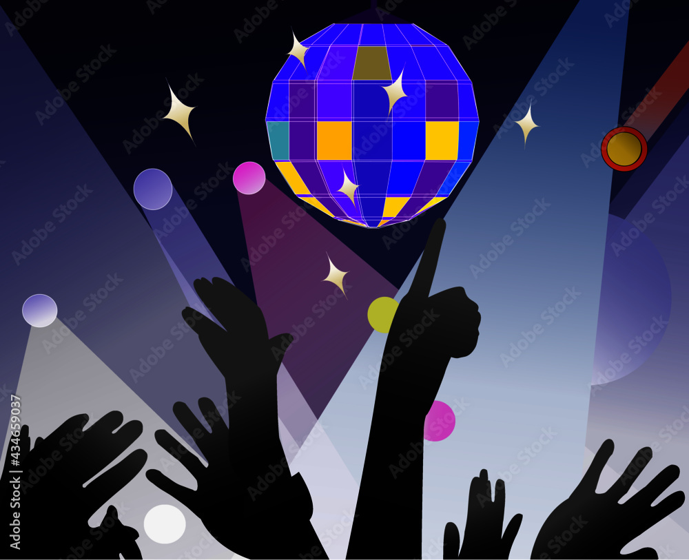 Night club bar vector illustration Cartoon flat people hand shadow on ...