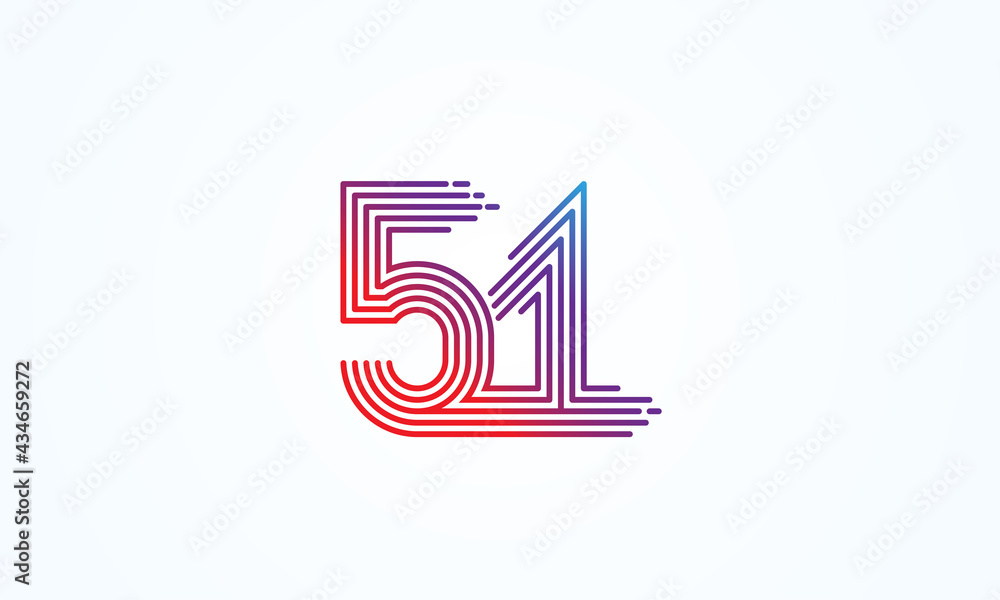 Abstract 51 Number Logo, number 51 monogram line style, usable for ...