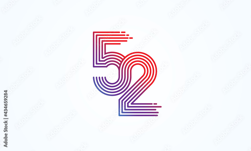 Abstract 52 Number Logo, number 52 monogram line style, usable for ...