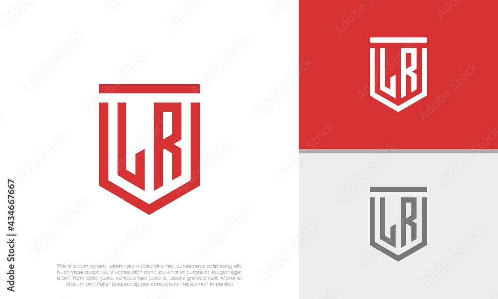Initials LR logo design. Initial Letter Logo. Shield logo. Stock Vector ...