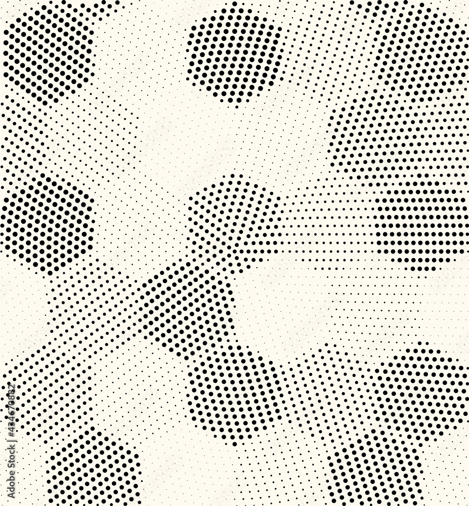 Hexagon geometric pattern vector seamless halftone design. Dot hexagon ...