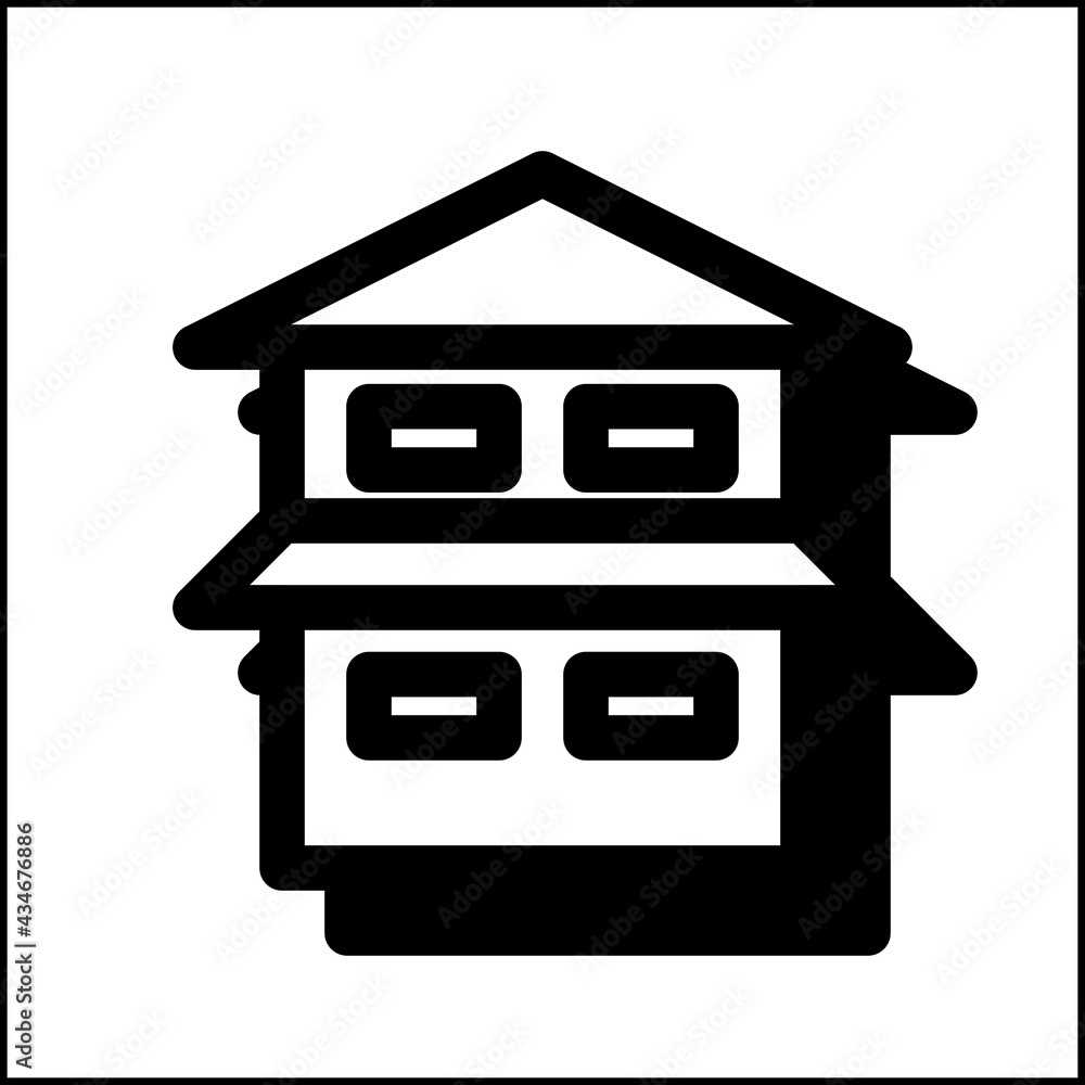 Two story house icon in flat design 05 Stock Vector | Adobe Stock