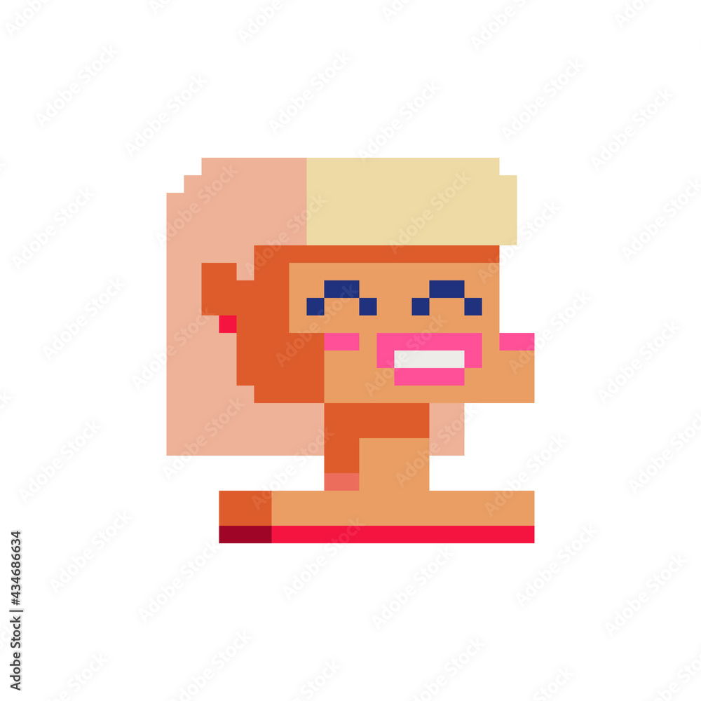 Fashion young smiling girl character. Pixel art. Flat style. Female ...