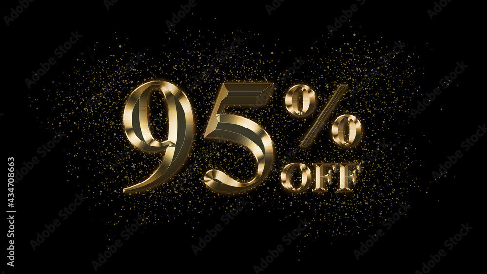 95 percent off, Gold Text Effect, Gold text with sparks, Gold Plated ...