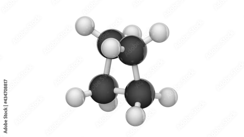 Structural chemical formula and molecular structure of Cyclobutane(C4H8 ...