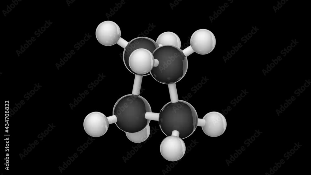 Structural chemical formula and molecular structure of Cyclobutane(C4H8 ...