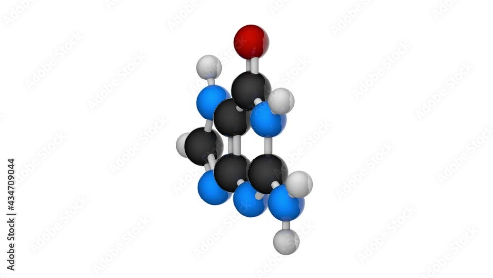 Chemical structural formula and model of Guanine. Nitrogenous base ...