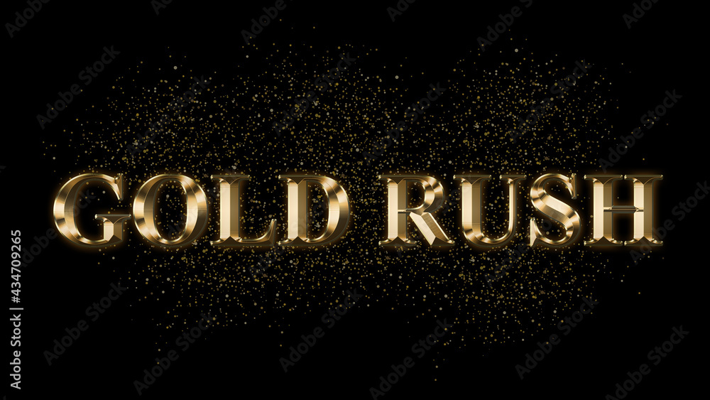 GOLD RUSH, Gold Text Effect, Gold text with sparks, Gold Plated Text ...
