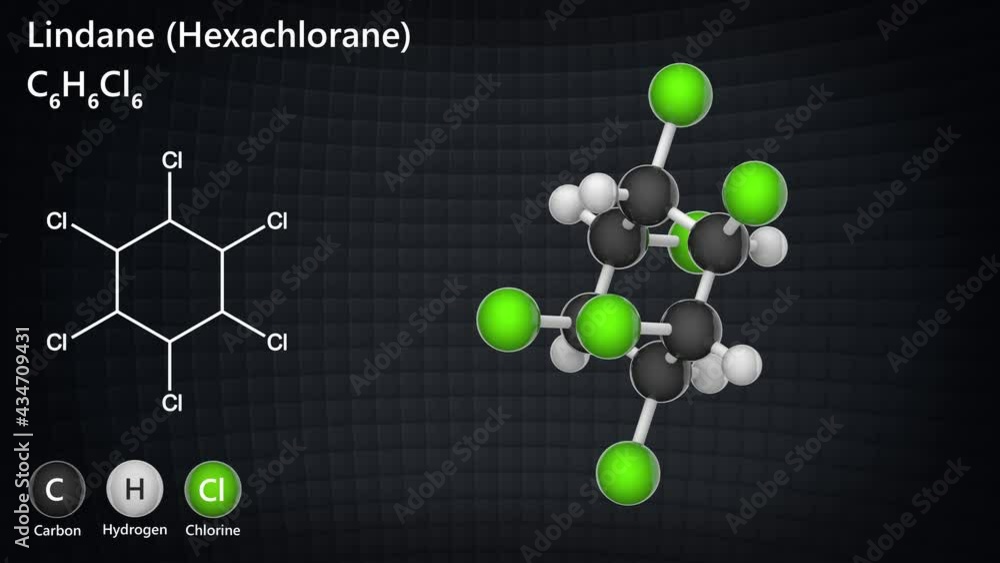 Lindane or Hexachlorane, formula: C6H6Cl6, is used as an insecticide ...