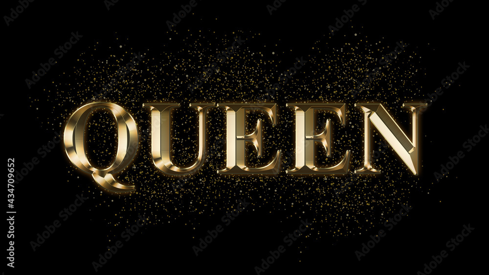 QUEEN, Gold Text Effect, Gold text with sparks, Gold Plated Text Effect ...