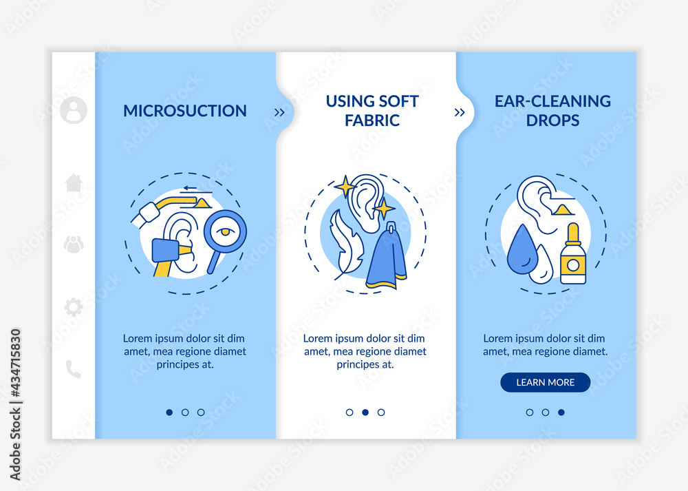Vetor De Ear Cleanliness Methods Onboarding Vector Template Responsive Mobile Website With