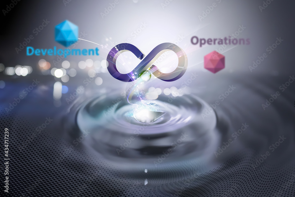 DevOps and microservice Concept, abstract 3D DevOps symbol evolving ...
