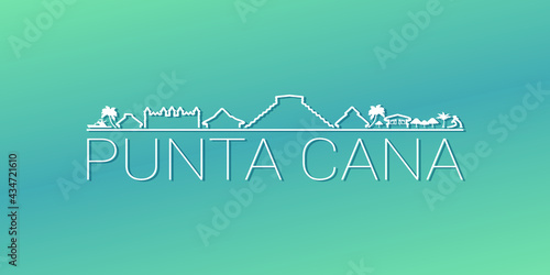 Punta Cana, Dominican Republic Skyline Linear Design. Flat City ...