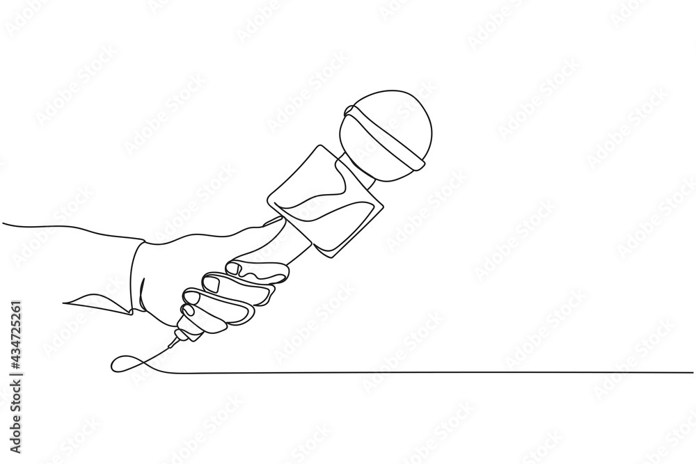Continuous one line of live news template with microphone journalism ...