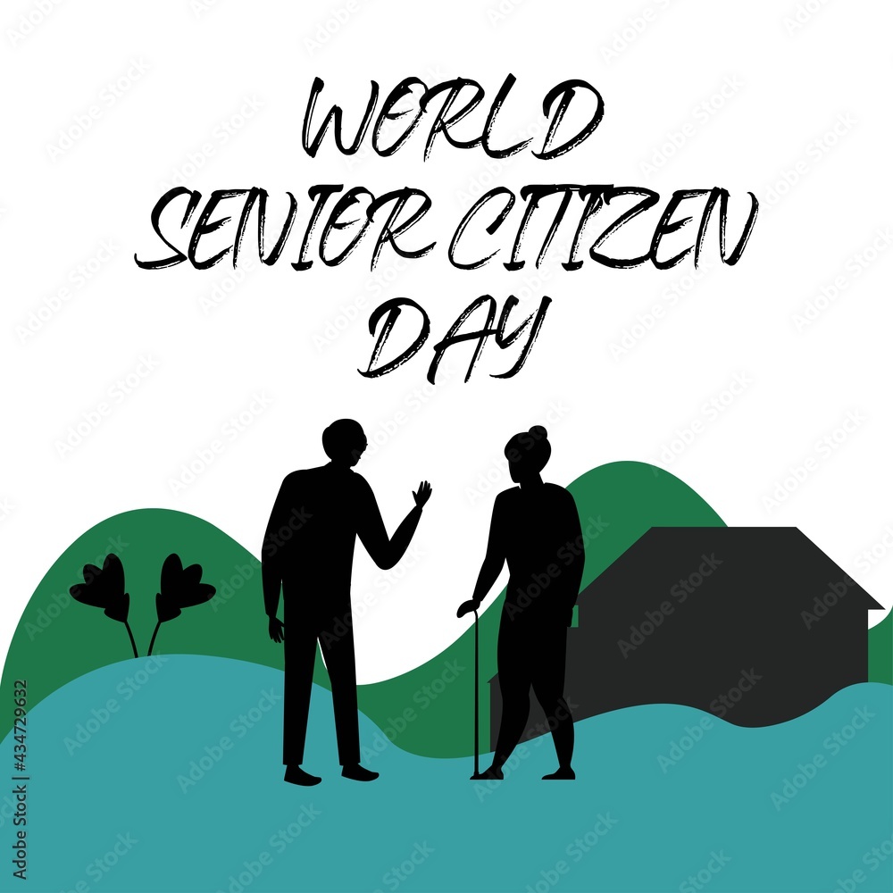 World senior citizen day vector illustration and stylish text effect ...