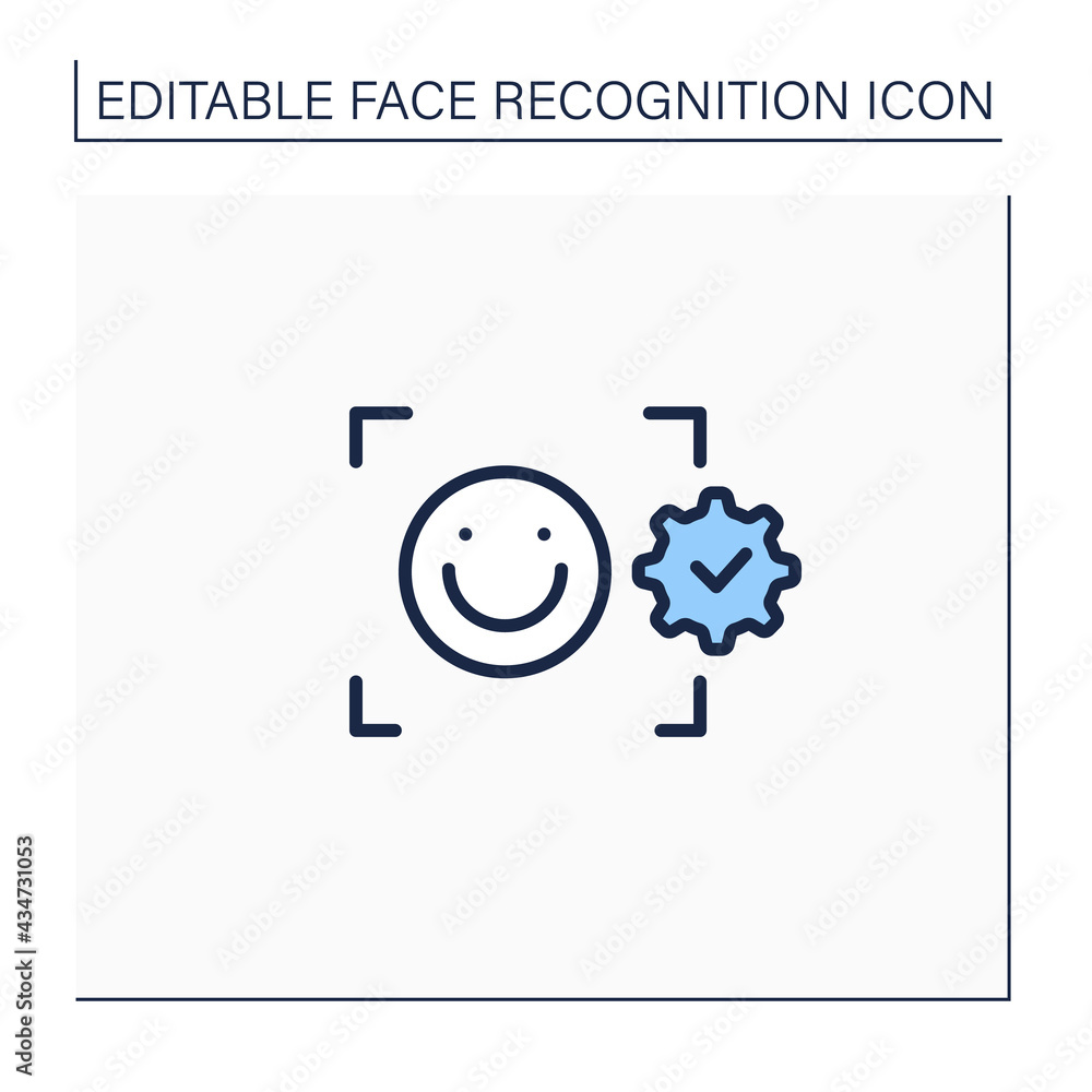Facial Emotion Recognition Line Icon Detection Emotional States Detecting Human Emotions From