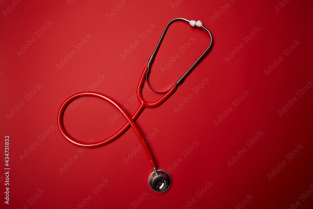 Medical clinical red stethoscope doctor health care tool equipment ...