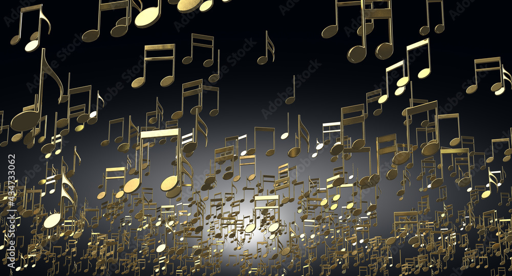 Gold Musical Notes Floating Stock Illustration | Adobe Stock
