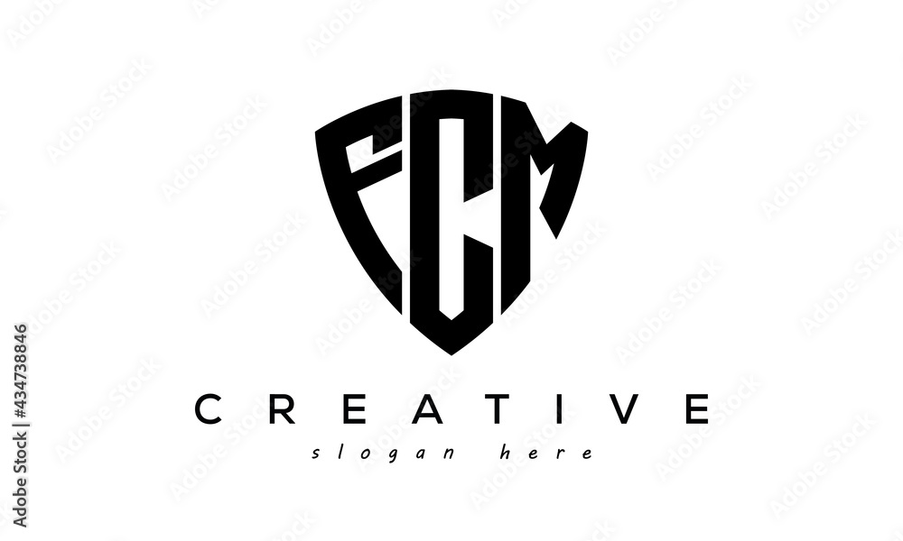 FCM letter creative logo with shield Stock Vector | Adobe Stock