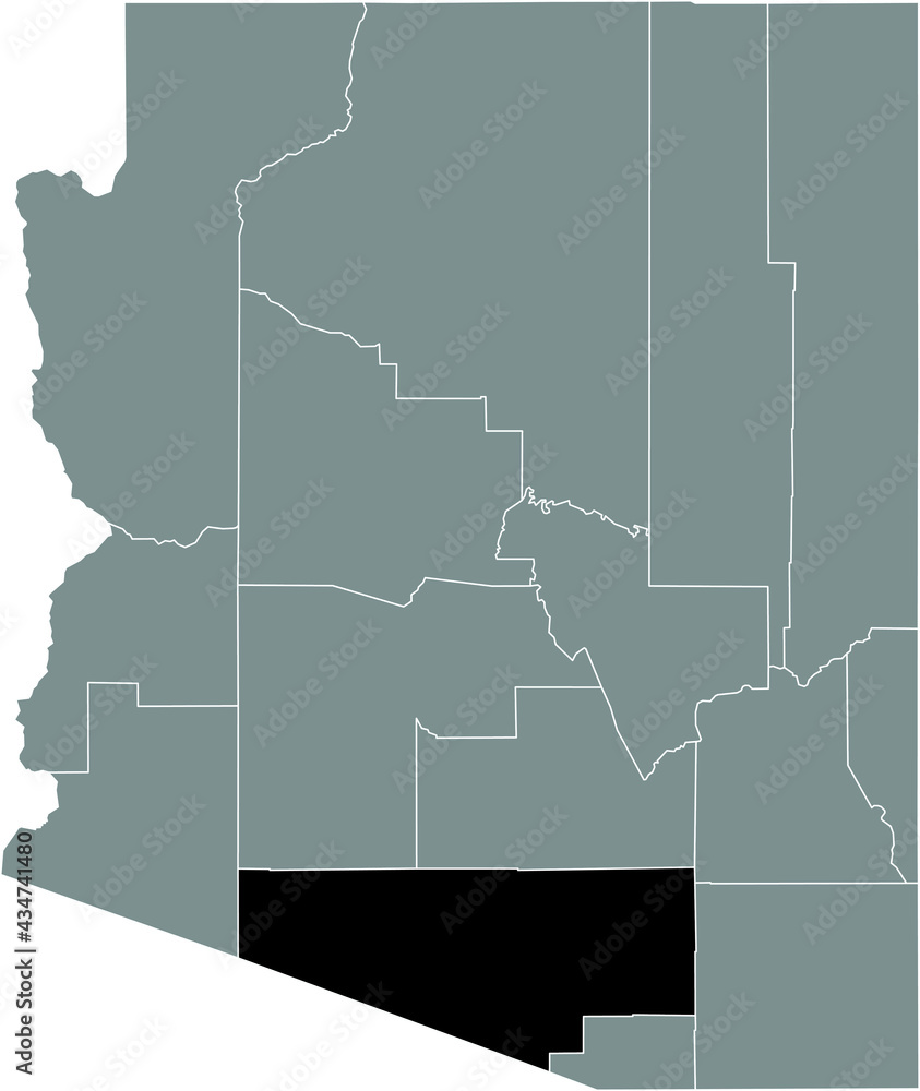 Black highlighted location map of the US Pima county inside gray map of ...
