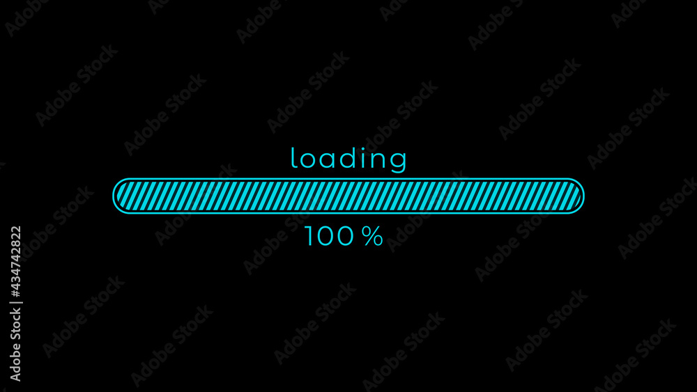 100% Futuristic Progress Loading Bar on Black Background Stock ...