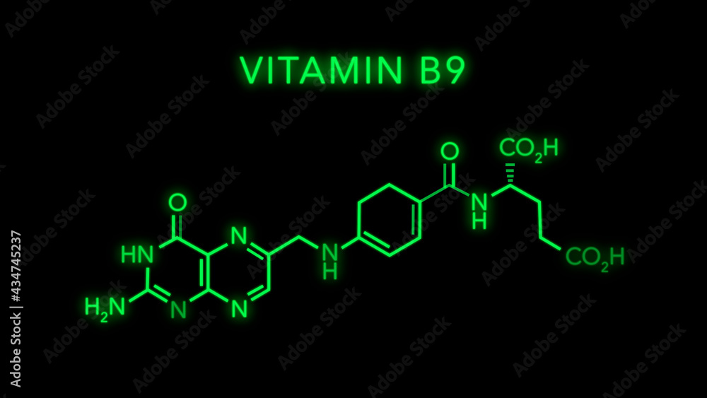 Folate also known as vitamin B9 and folacin Molecular Structure Symbol ...