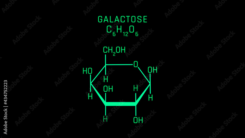 Galactose Molecular Structure Symbol on black background Stock ...