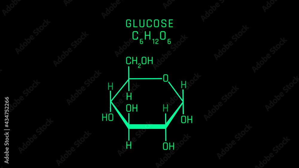 Glucose Molecular Structure Symbol on black background Stock ...