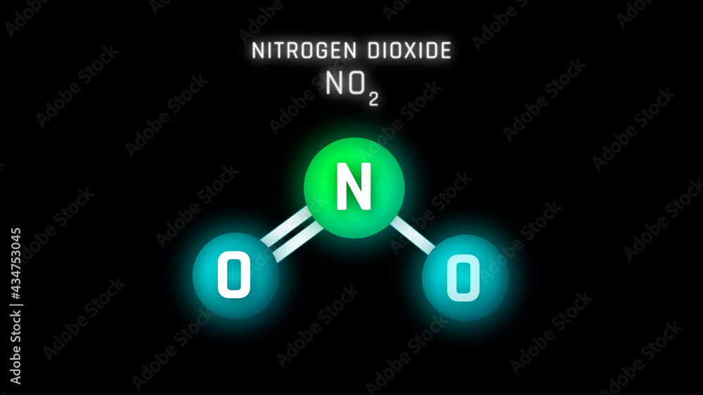 Nitrogen Dioxide Molecular Structure Symbol Neon Glow and Futuristic on ...