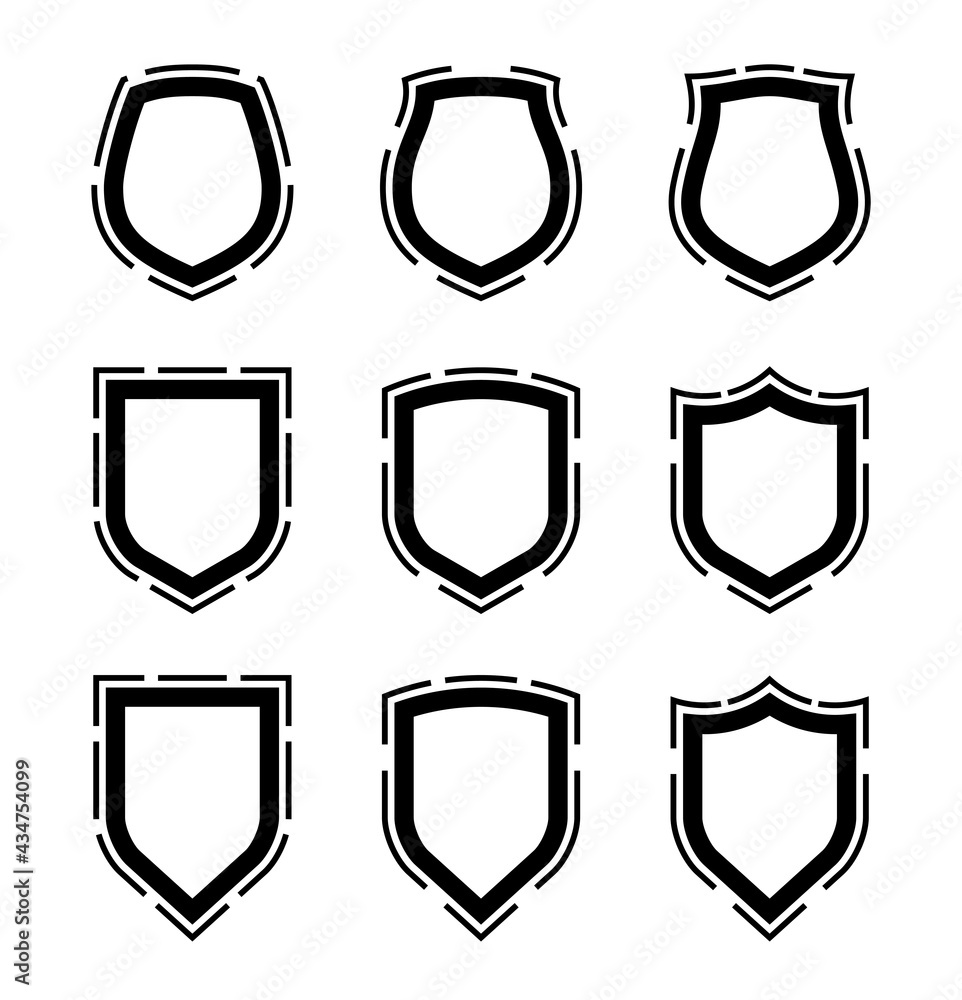 Protect guard shield plain line concept. Outline shield badge. Safety ...