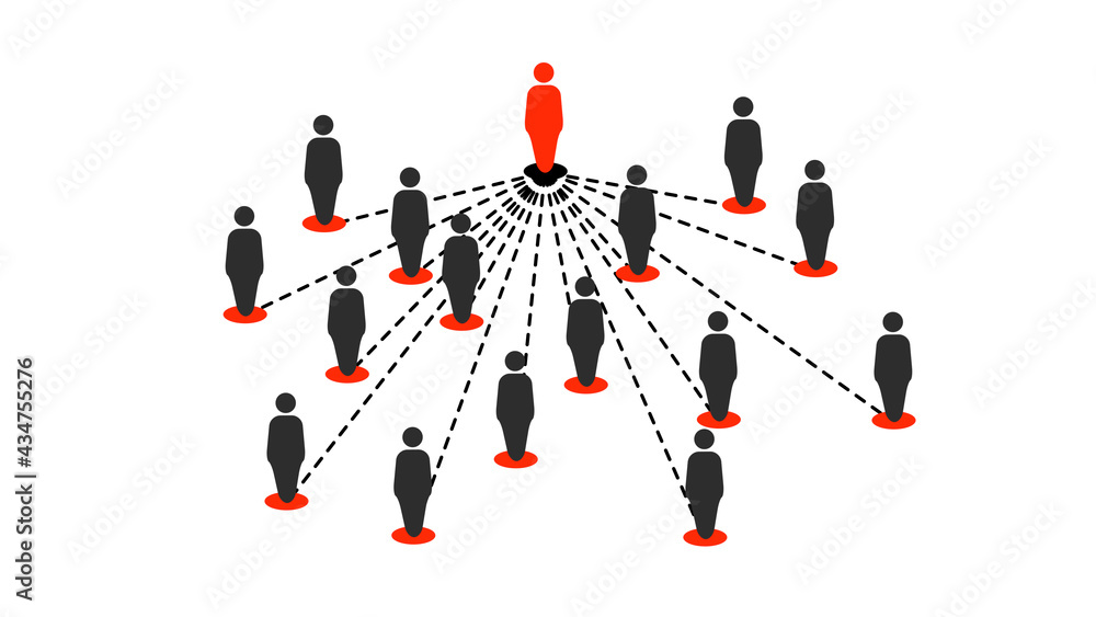 Organization Diagram Structure with dashed line on White Background ...