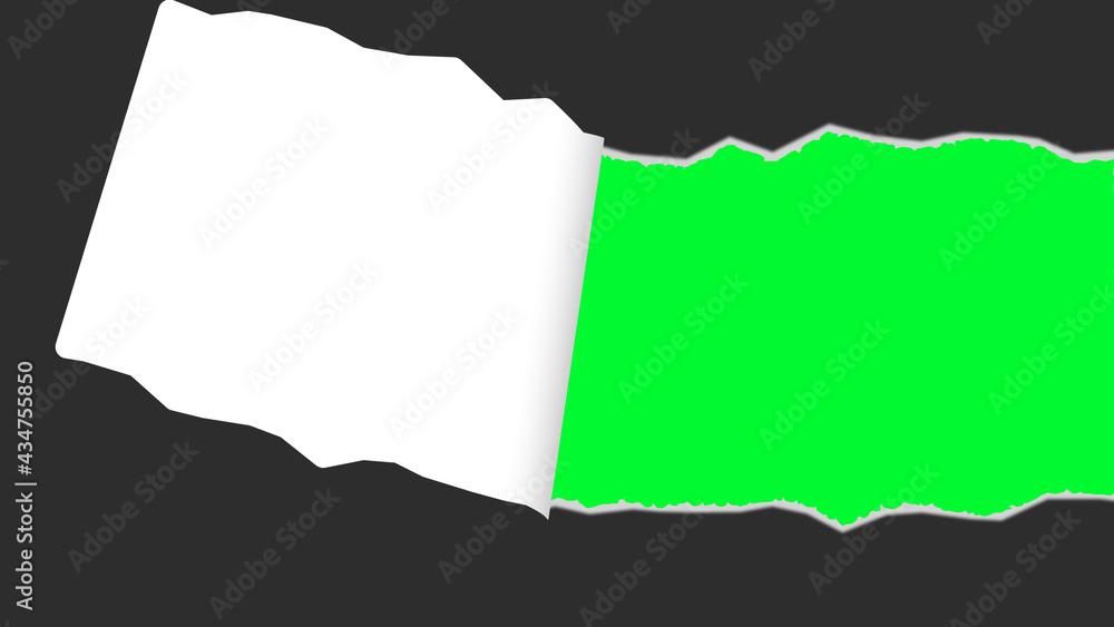 Black Paper Ripping with Green Screen Background Stock Illustration ...