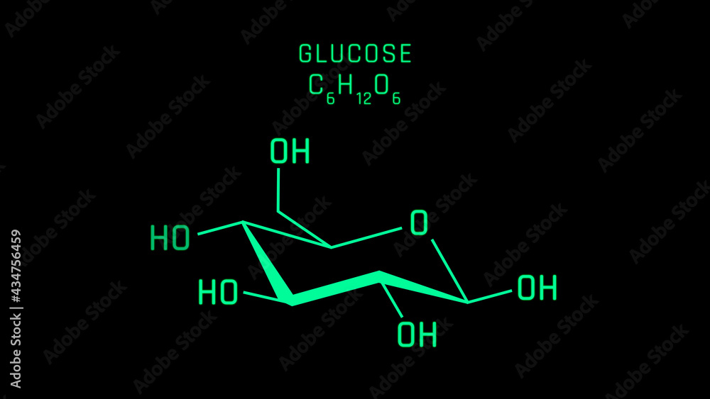 Glucose Molecular Structure Symbol on Black Background Stock ...