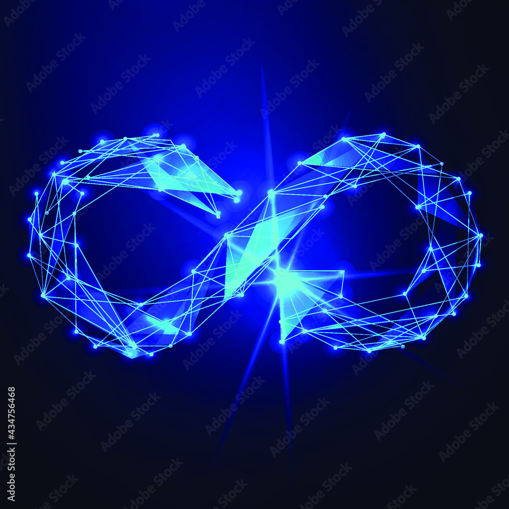 Circular economy with infinite concept. Arrow infinity symbol on dark ...