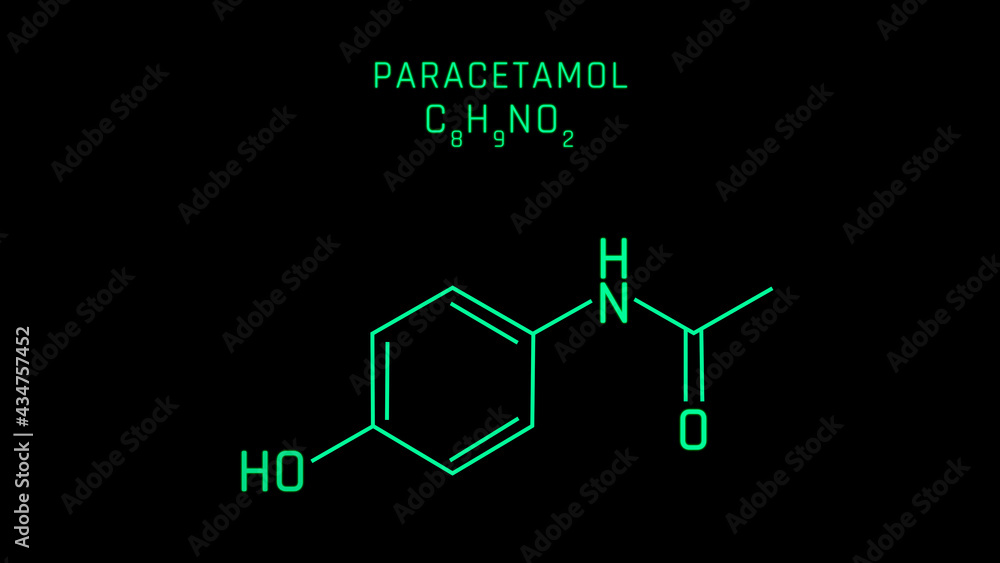 Paracetamol also known as acetaminophen Molecular Structure Symbol Neon ...