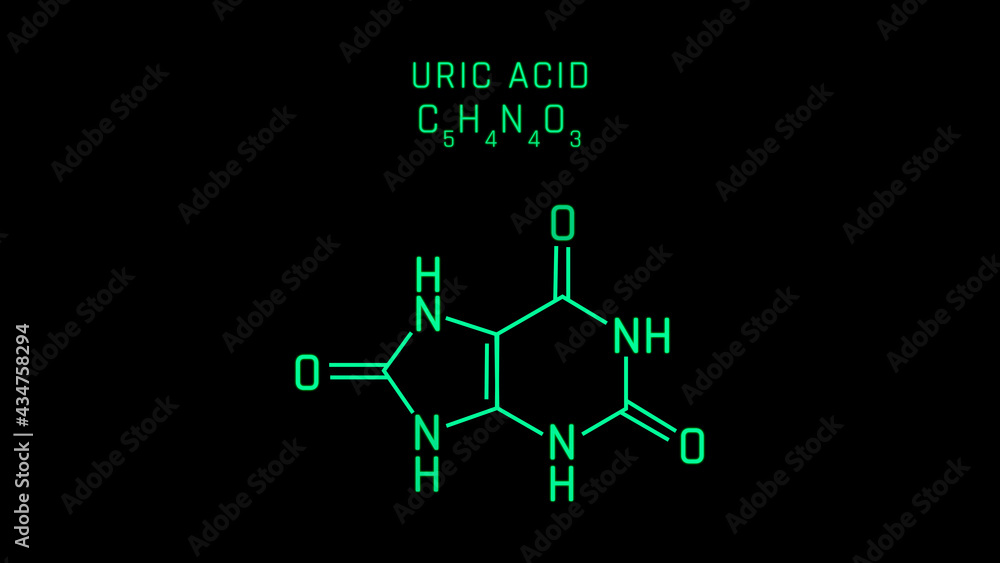 Uric acid Molecular Structure Symbol Neon on black background Stock ...