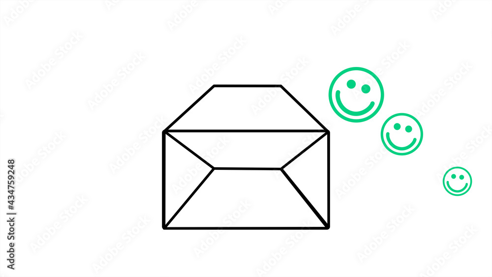 Sending Smile Emoticon into Envelope Mail on White Background Stock ...
