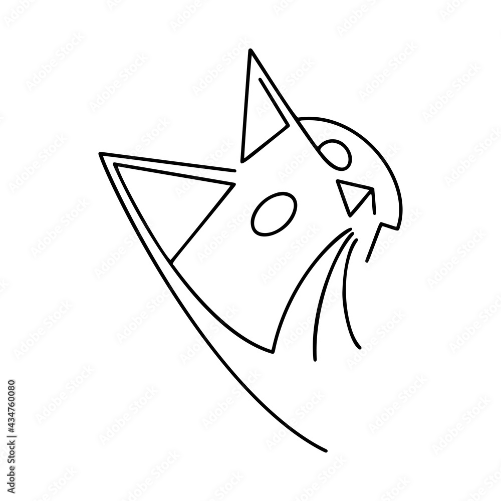 Vector cat face line art drawing with geometric shape Stock Vector ...