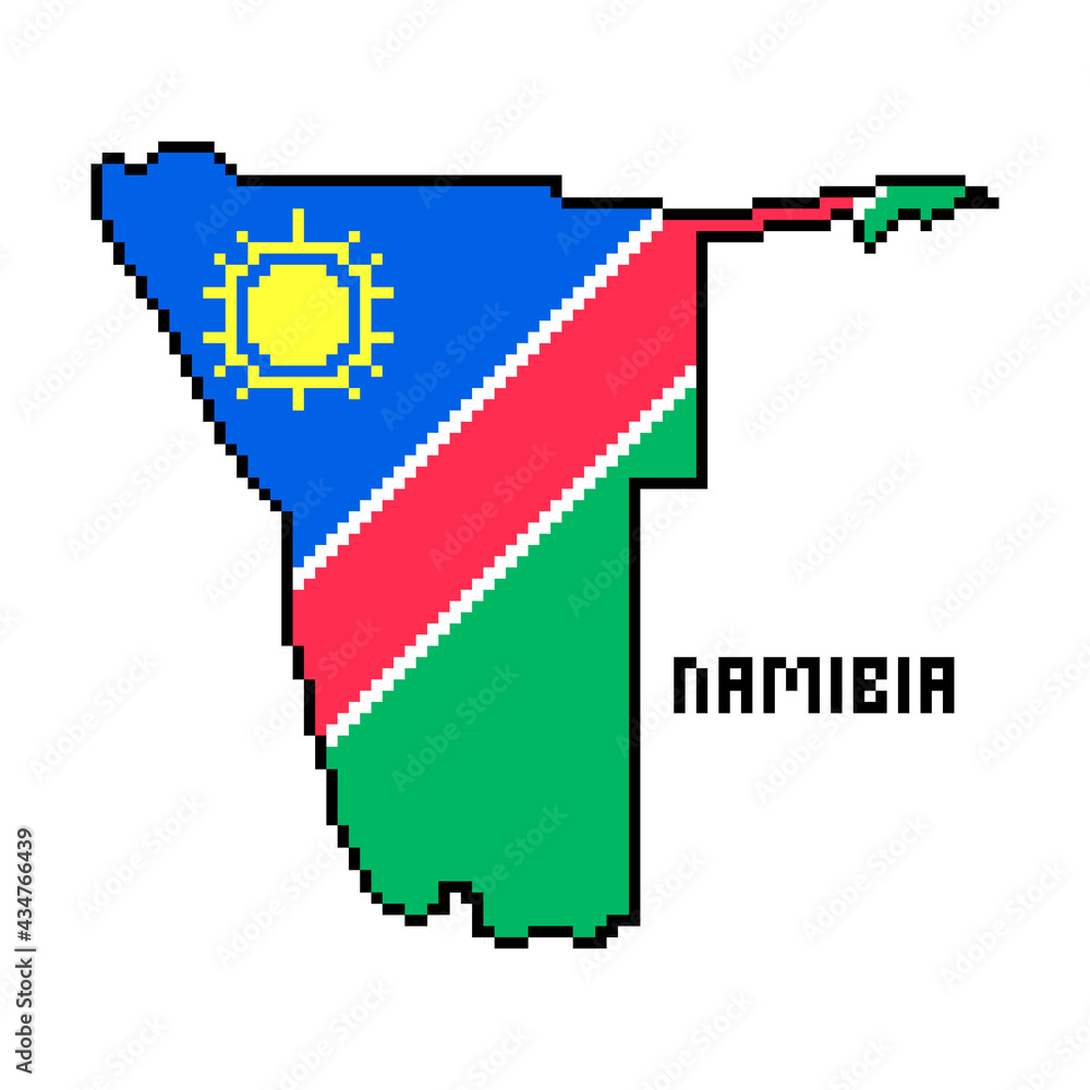 Republic of Namibia, 8 bit pixel art african country map with flag ...