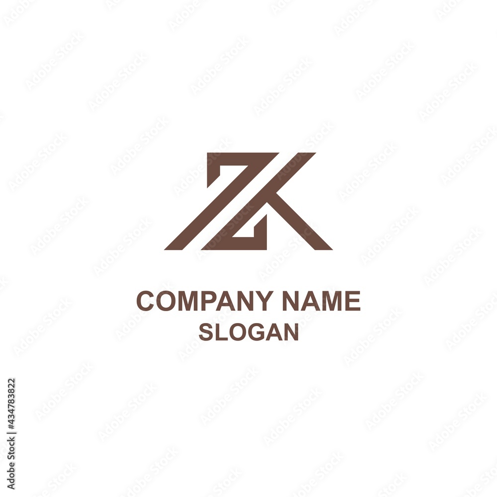 ZK letter initial logo, capital letter in unique shape. Stock Vector ...