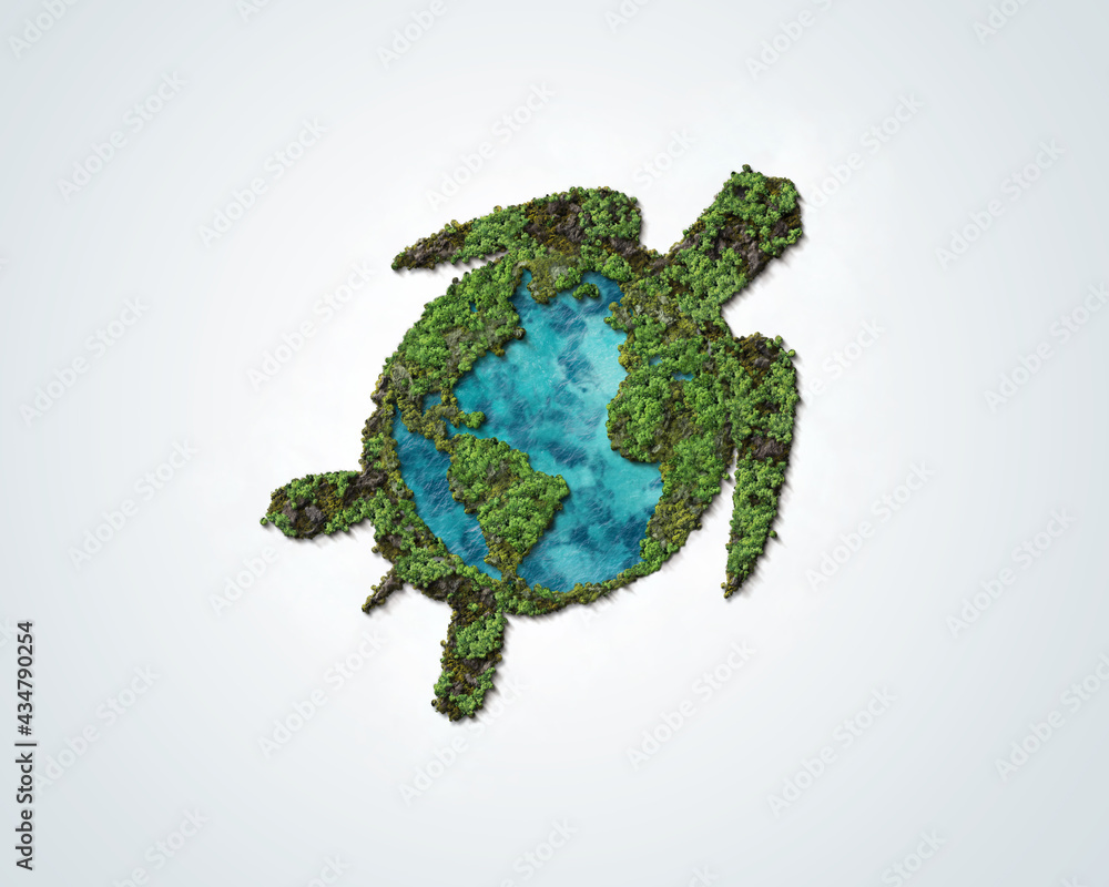 World Turtle Day concept background, May 23. Green 3d Turtle concept of ...