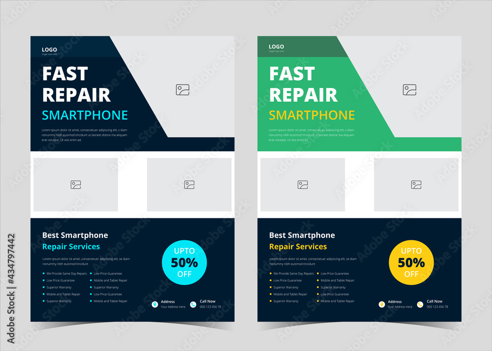 Smartphone repair service flyer template. Cell phone repair flyer ...